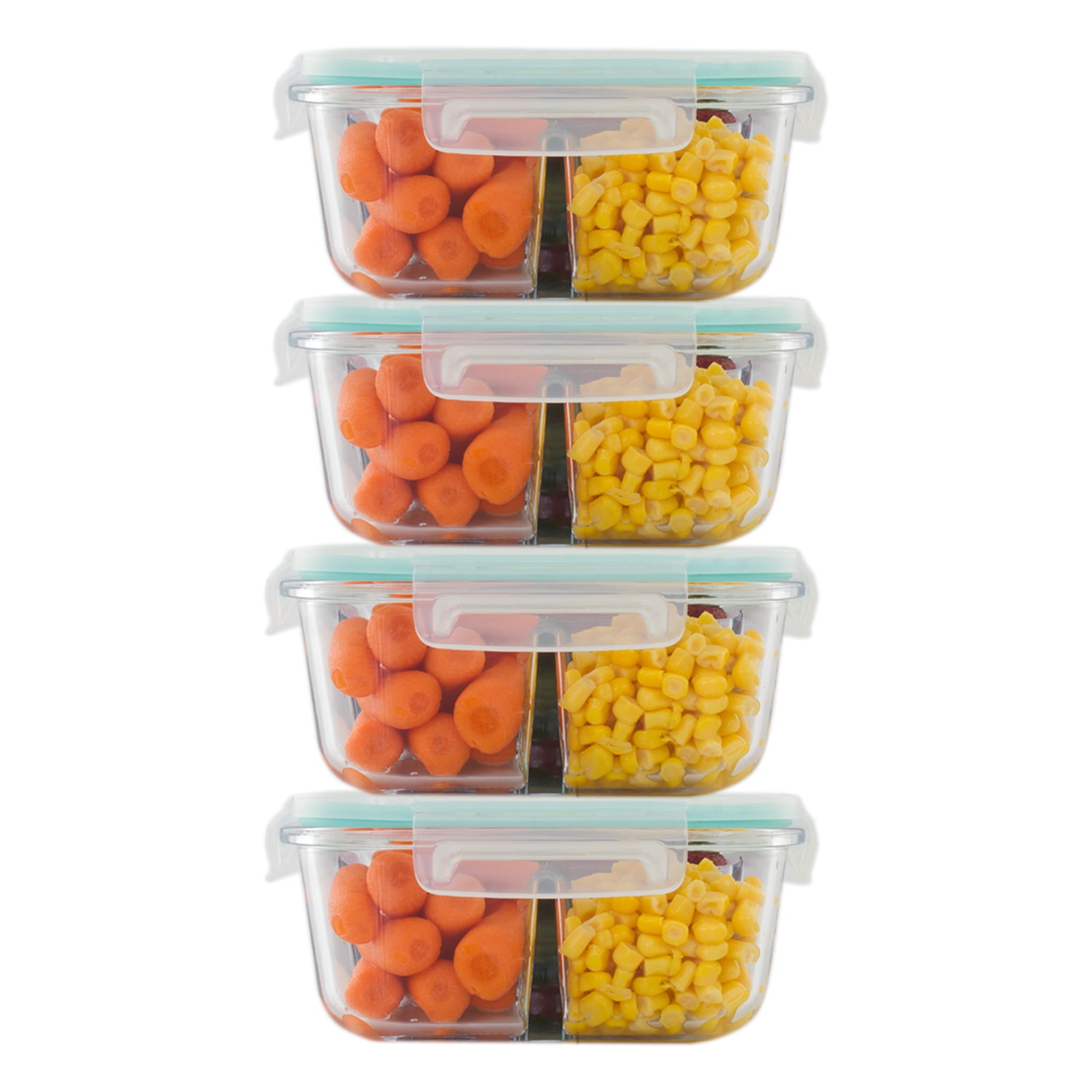 Imperial Home 4 Pc Rectangular Glass Containers with Divider - 25 Oz ...