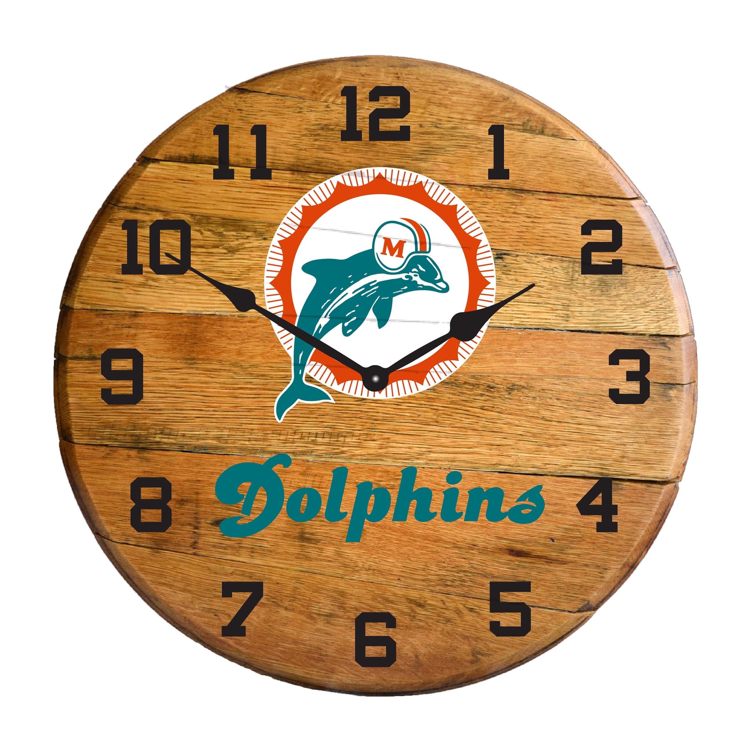 Imperial Miami Dolphins Throwback Logo 21" Oak Barrel Clock - Walmart.com