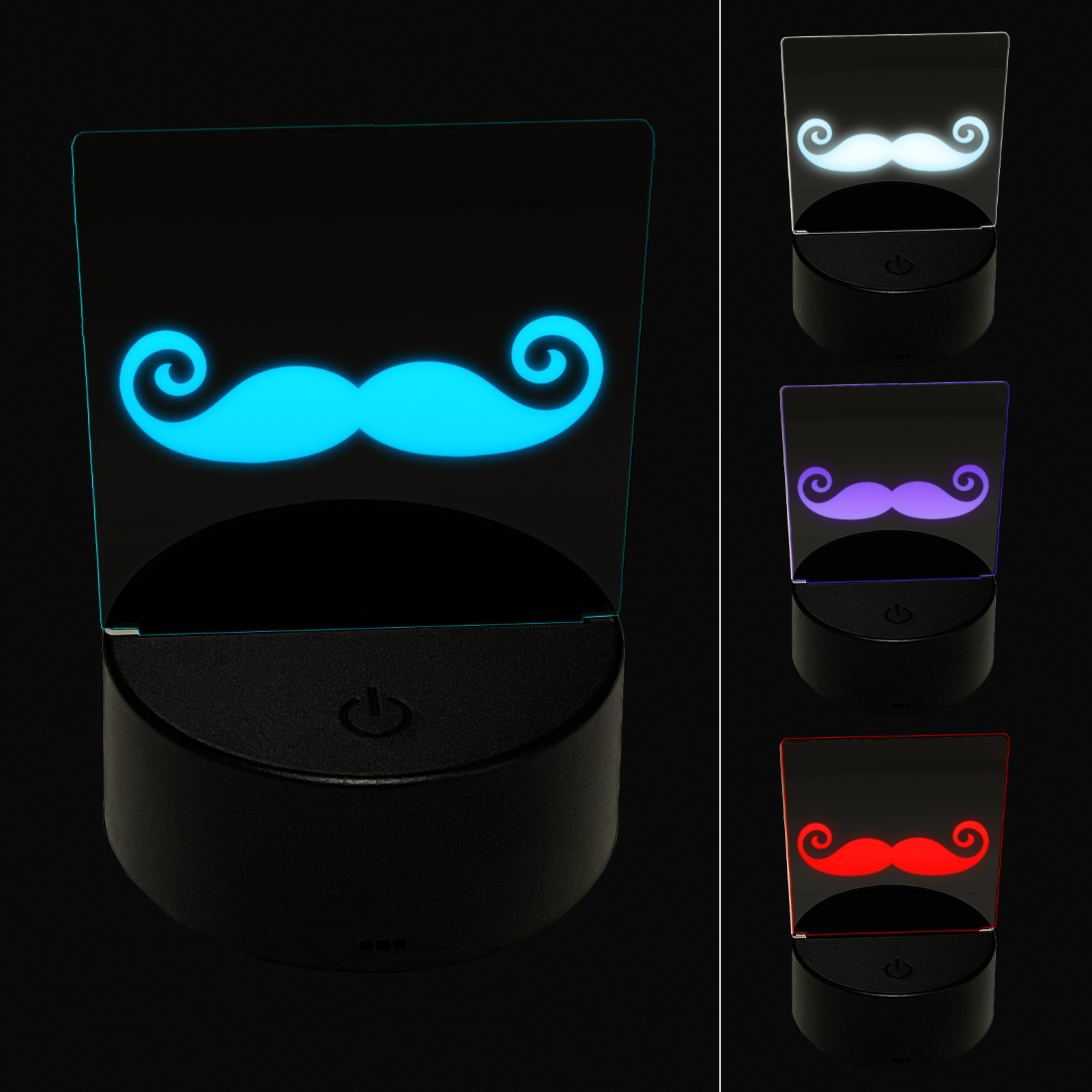 Imperial Mustache Moustache Silhouette LED Night Light Sign 3D Illusion ...