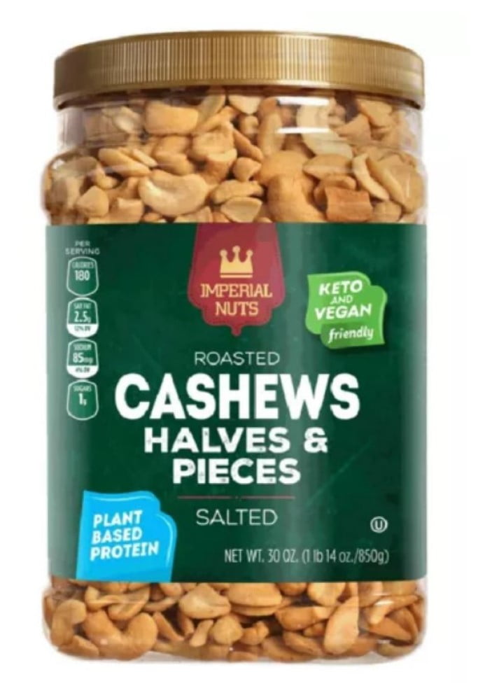 Imperial Nuts 47517 Roasted Cashew Halves & Pieces Salted 30 oz ...
