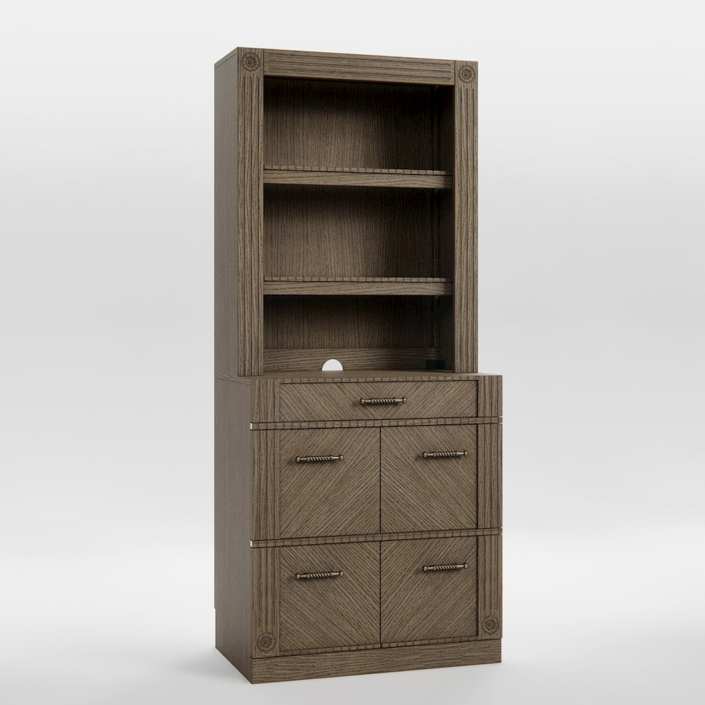 Imperial Solid Wood Storage Bookcase with File Drawers in Gray-Brown ...