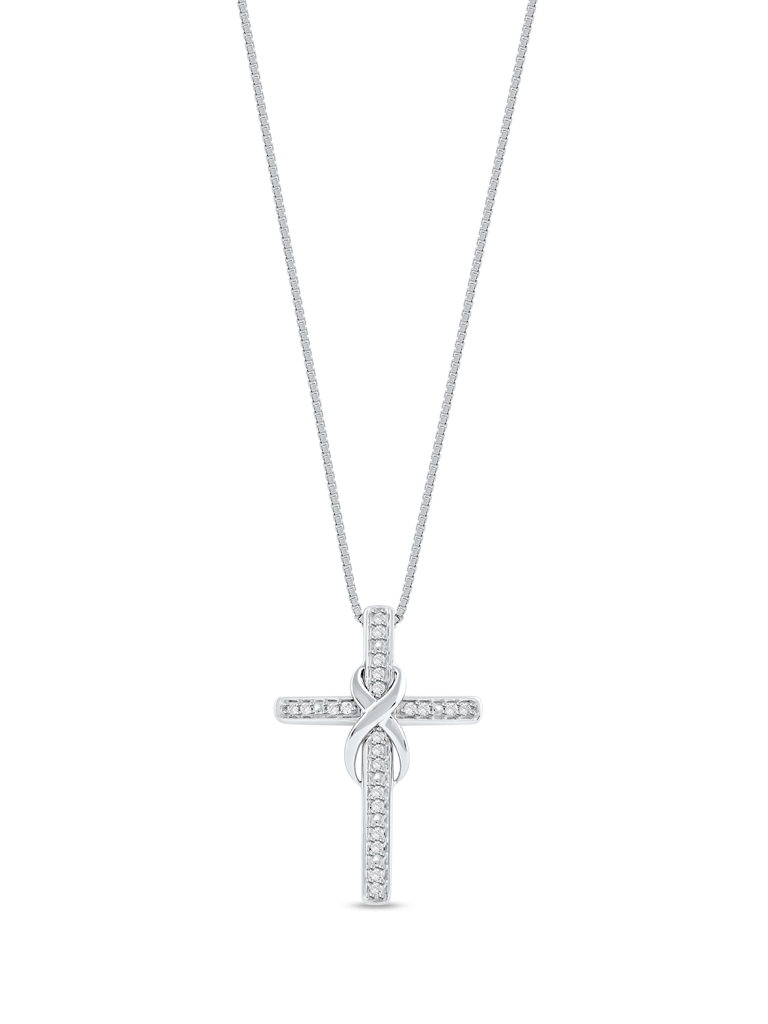 Imperial Sterling Silver 1/10Ct TDW Diamond Infinity Cross Pendant ...