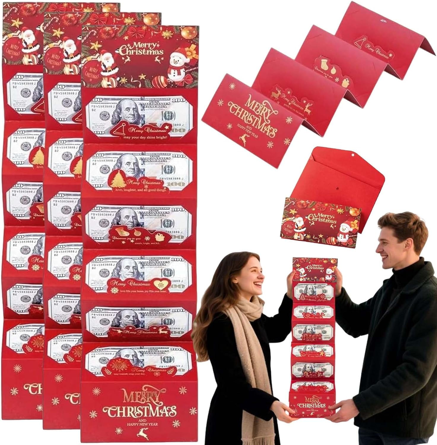 Impetusbe Christmas Cash Gift Envelope, Foldable Christmas Gift ...