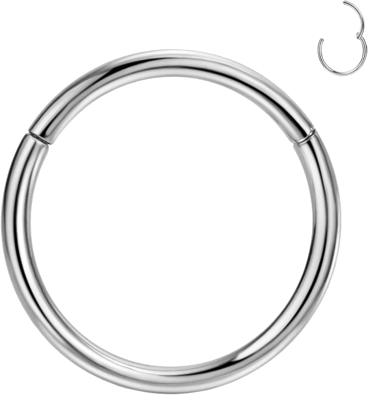 Implant Grade G23 Titanium Nose Ring Hoop Septum Clicker Hinged Segment ...