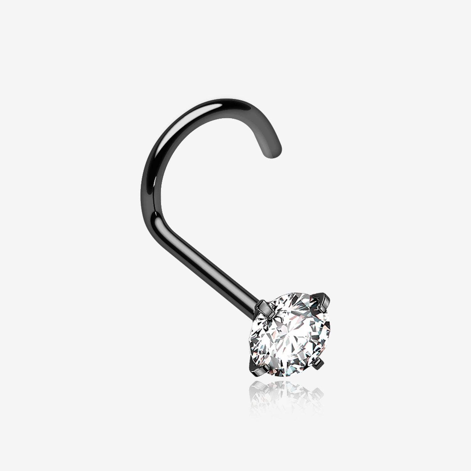 Implant Grade Titanium Blackline Gem Sparkle Prong Set Top Nose Screw ...