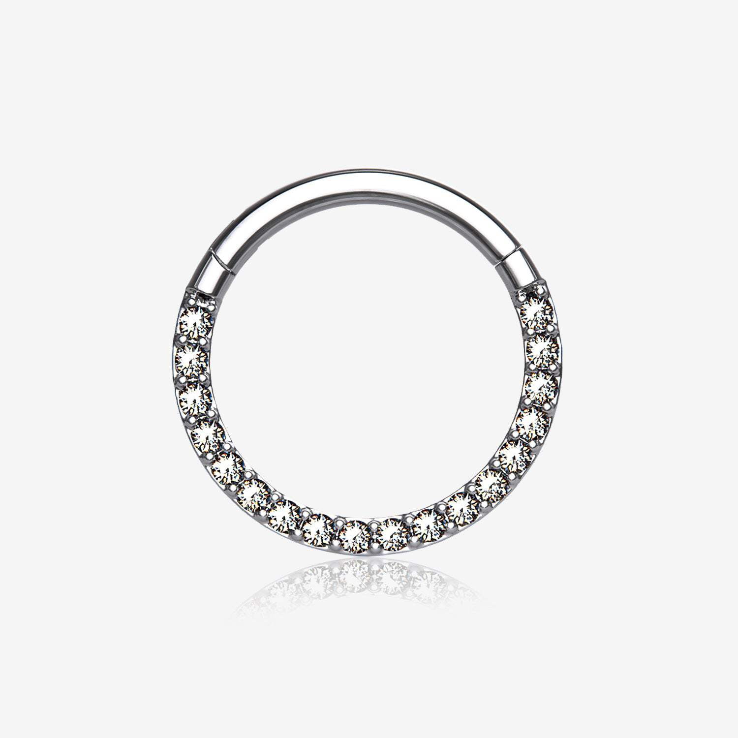 Implant Grade Titanium Brilliant Sparkle Gems Front Lined Clicker Hoop ...