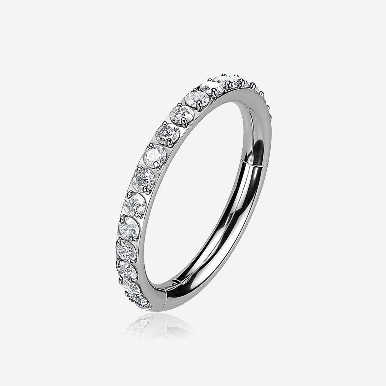 Implant Grade Titanium Brilliant Sparkle Gems Lined Clicker Hoop Ring ...