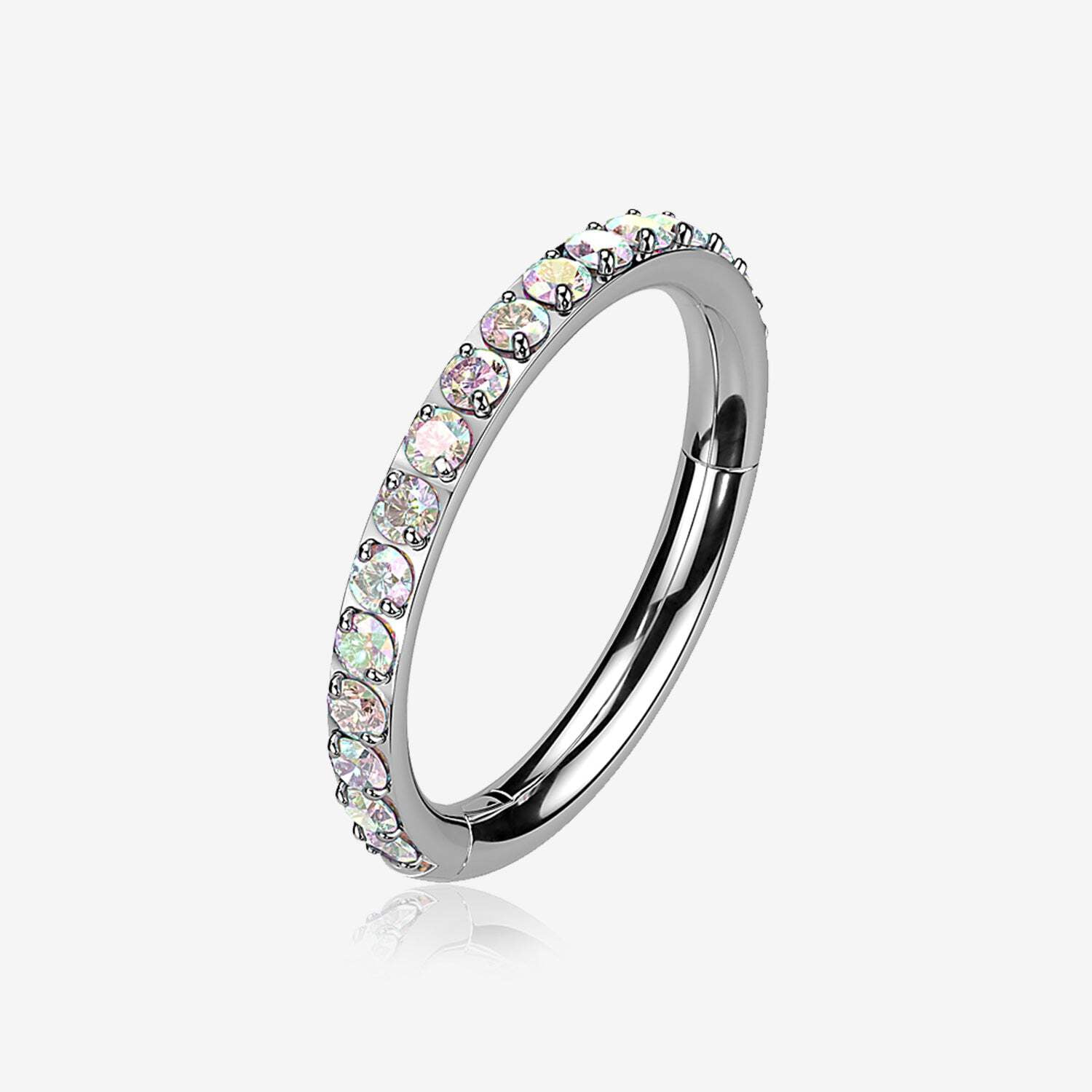 Implant Grade Titanium Brilliant Sparkle Gems Lined Clicker Hoop Ring ...