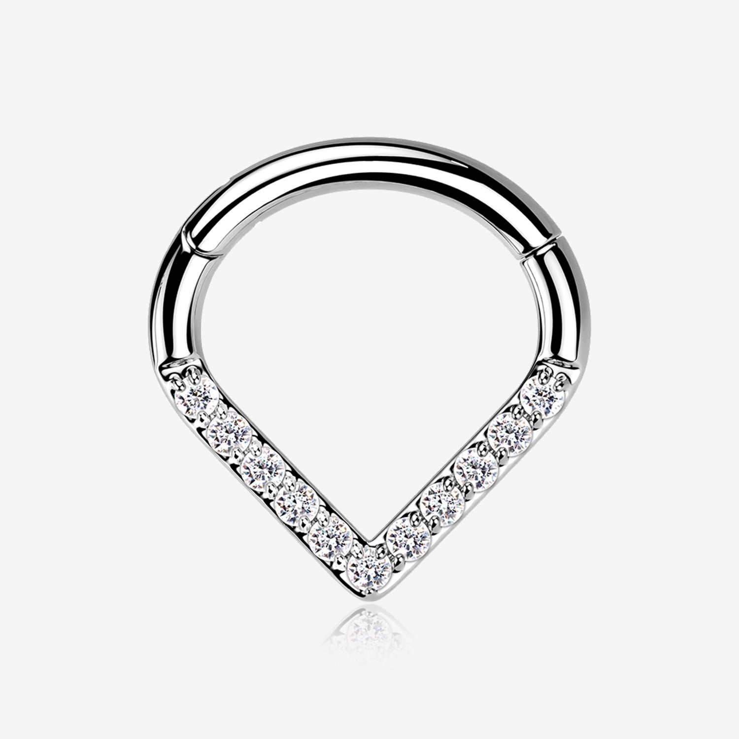 Implant Grade Titanium Chevron Sparkle Lined Seamless Clicker Hoop Ring ...