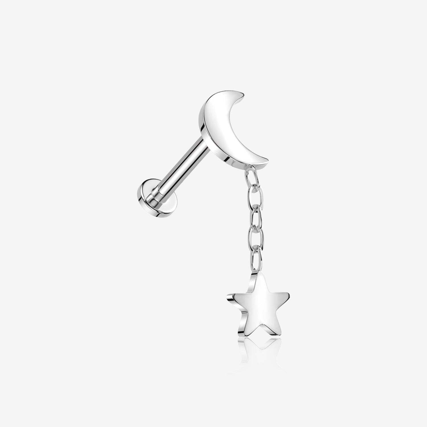 Implant Grade Titanium Crescent Moon with Star Dangle Internally ...