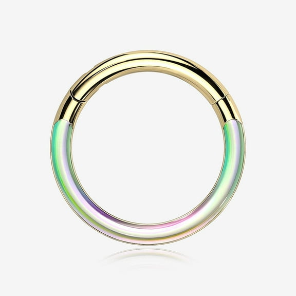 Implant Grade Titanium Chevron Sparkle Lined Seamless Clicker Hoop Ring ...