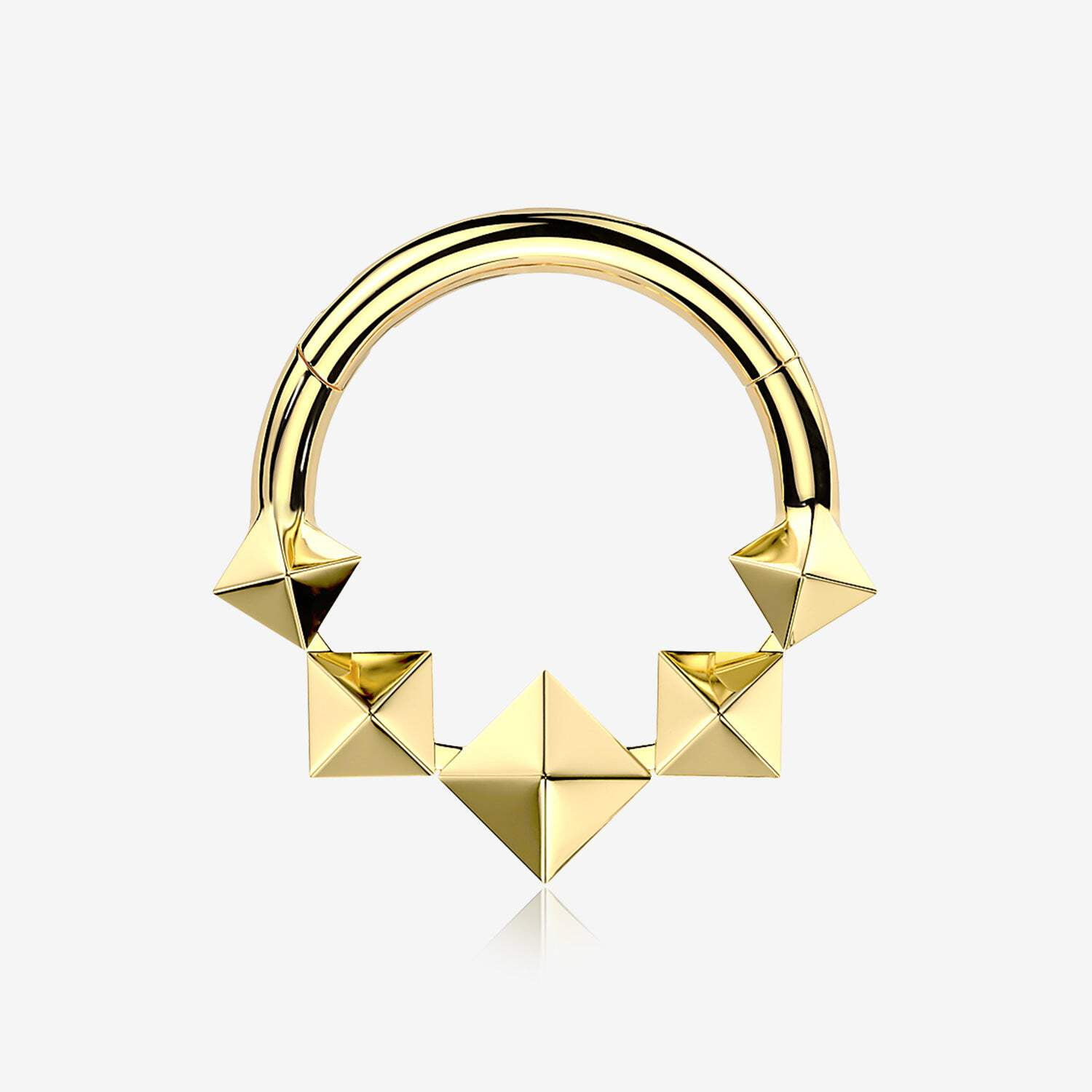 Implant Grade Titanium Golden Square Pyramid Prism Cascade Clicker Hoop ...