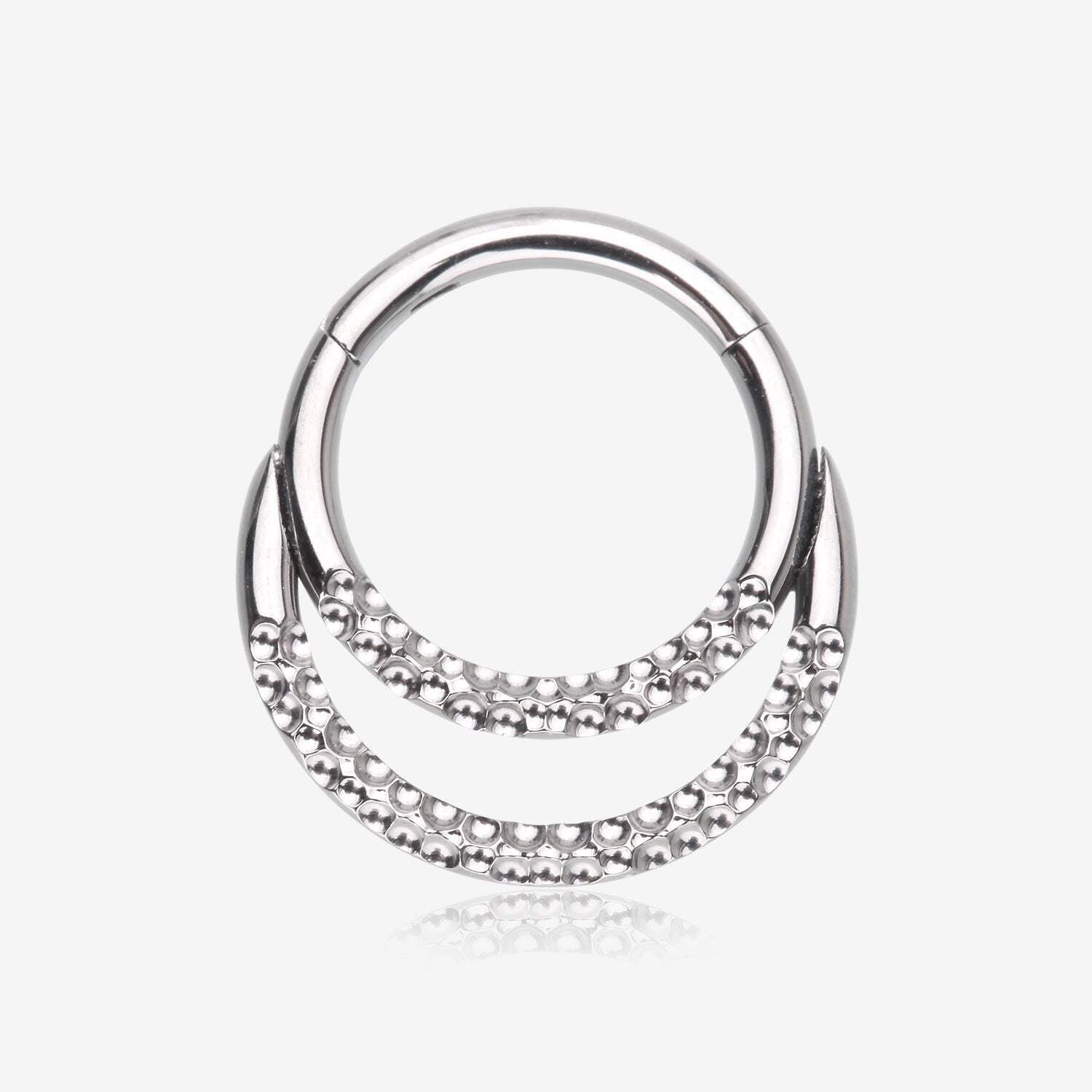 Implant Grade Titanium Hammered Accent Double Loop Clicker Hoop Ring ...