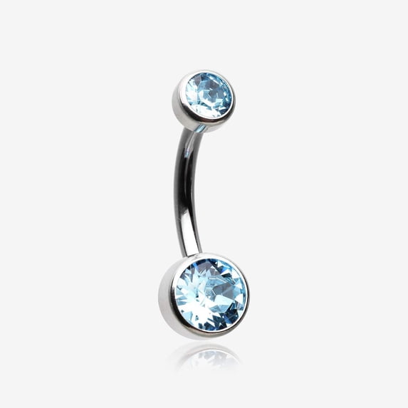 Implant Grade Titanium Internally Threaded Bezel Set Gem Belly Button ...