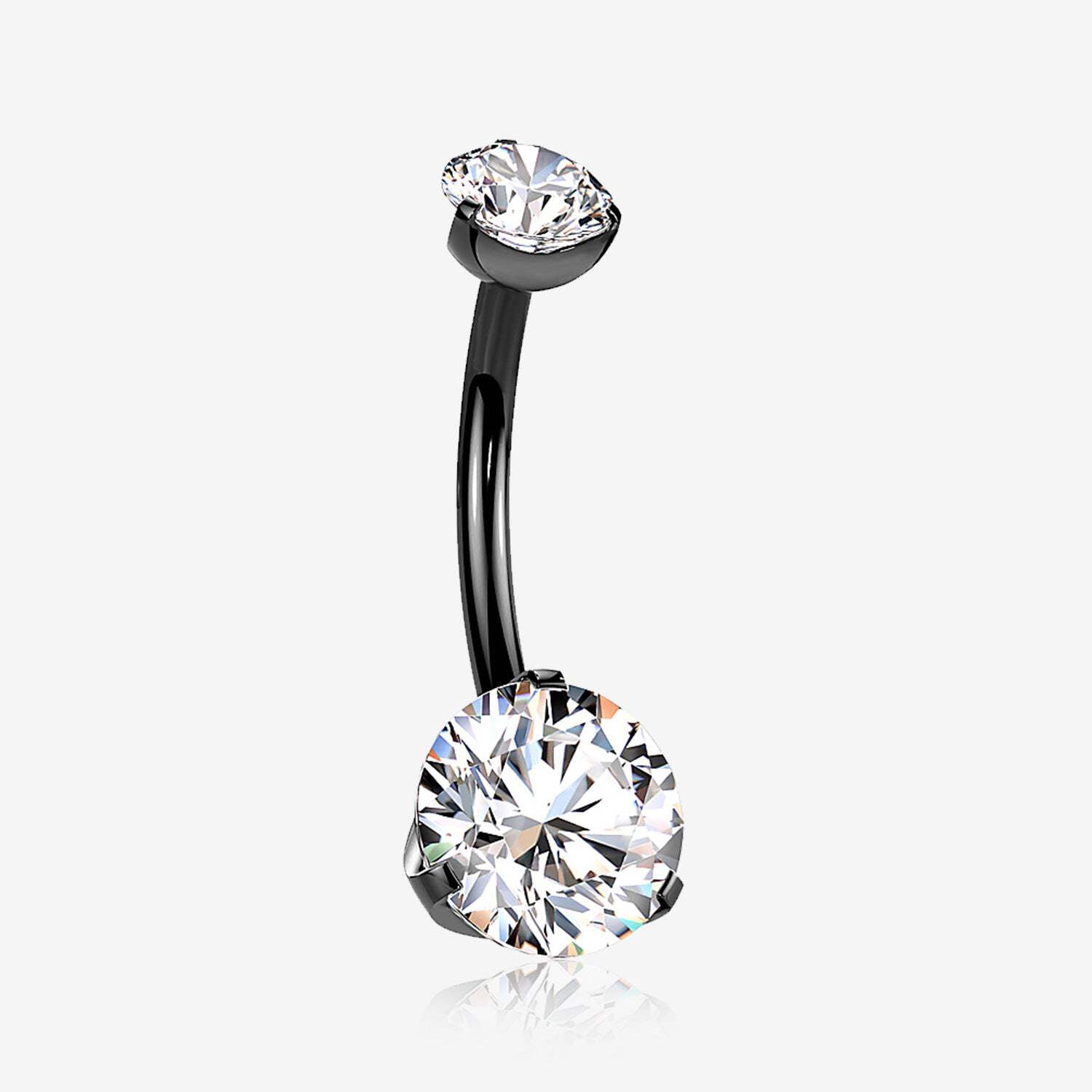 Implant Grade Titanium Internally Threaded Prong Set Belly Button Ring ...