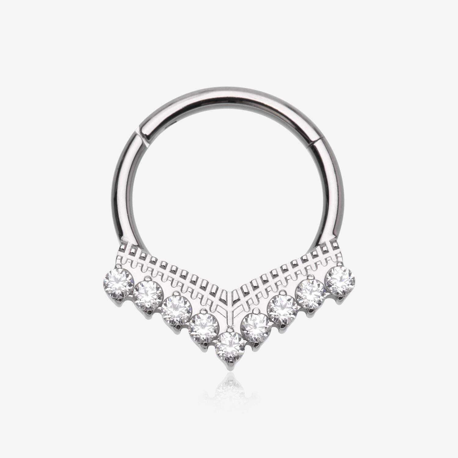 Implant Grade Titanium Majestic Chevron Sparkle Clicker Hoop Ring ...