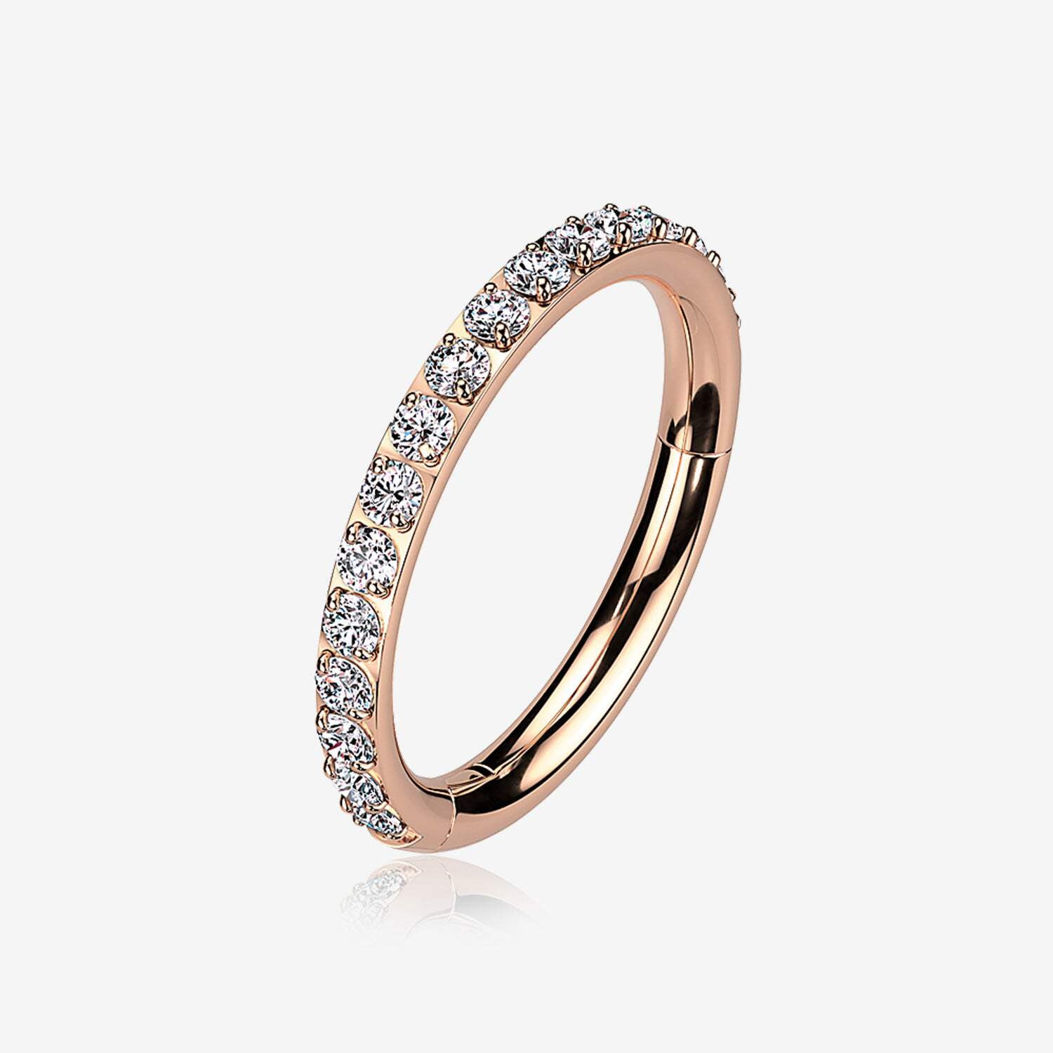 Implant Grade Titanium Rose Gold Brilliant Sparkle Gems Lined Clicker ...