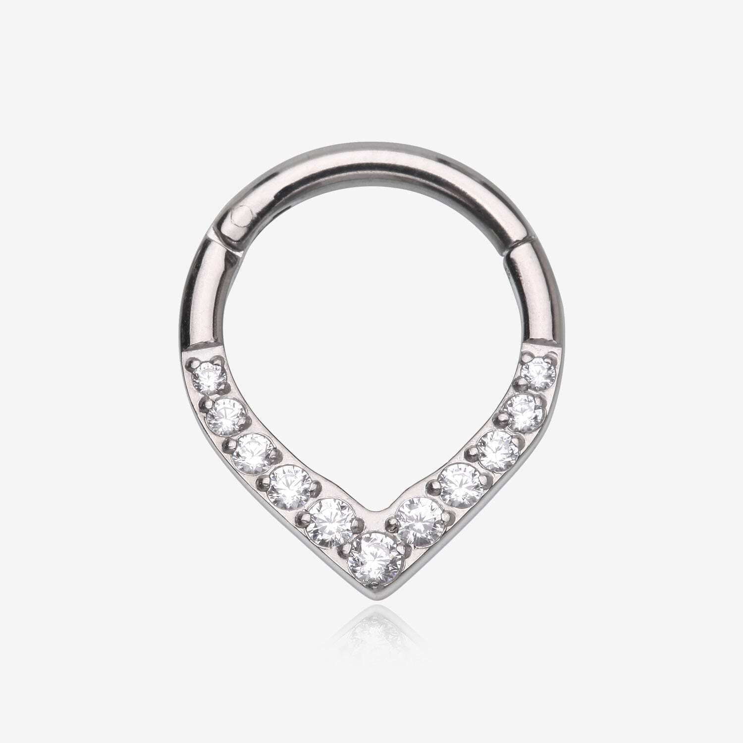 Implant Grade Titanium Sparkle Chevron Teardrop Clicker Hoop Ring ...