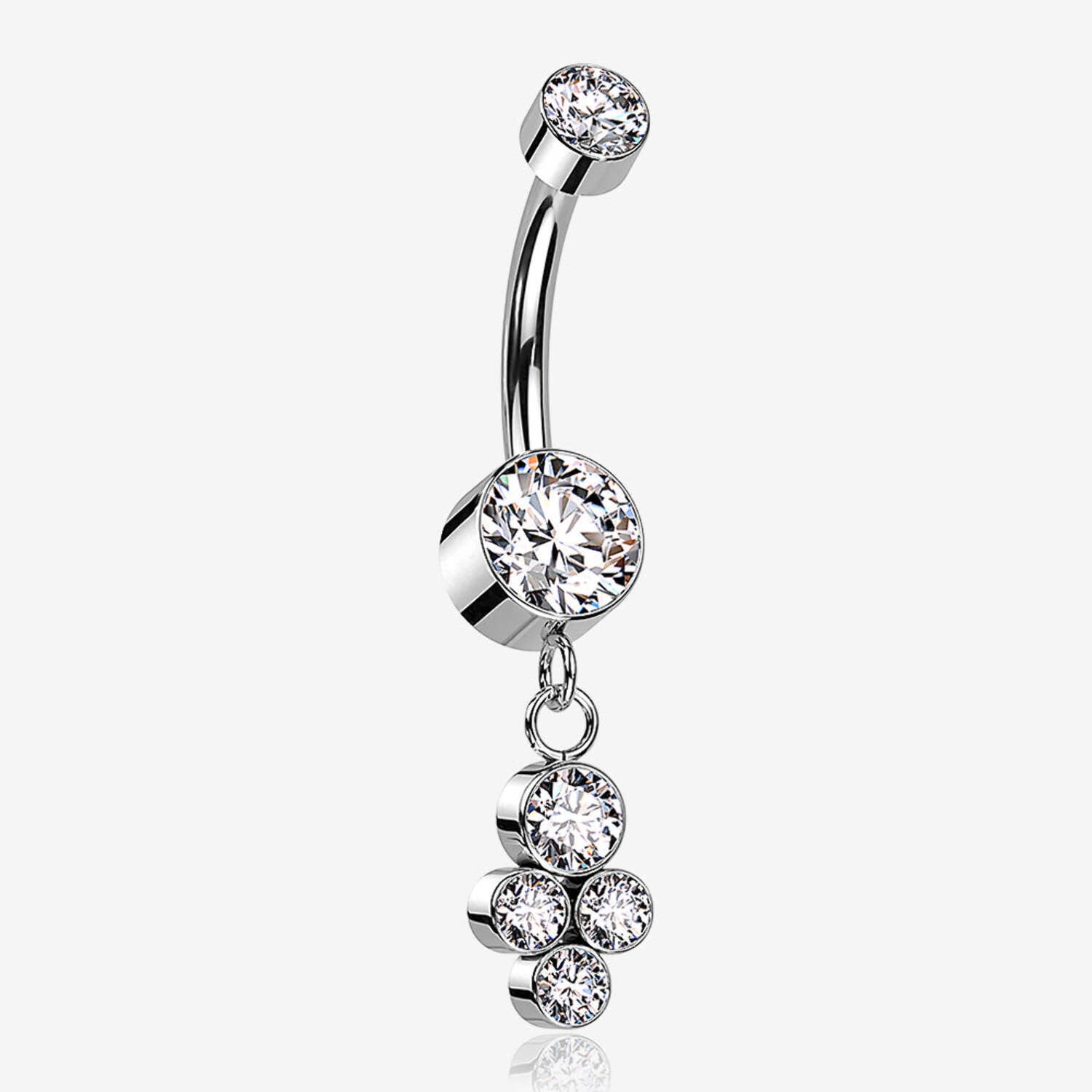 Implant Grade Titanium Sparkle Dangle Cluster Internally Threaded Belly ...