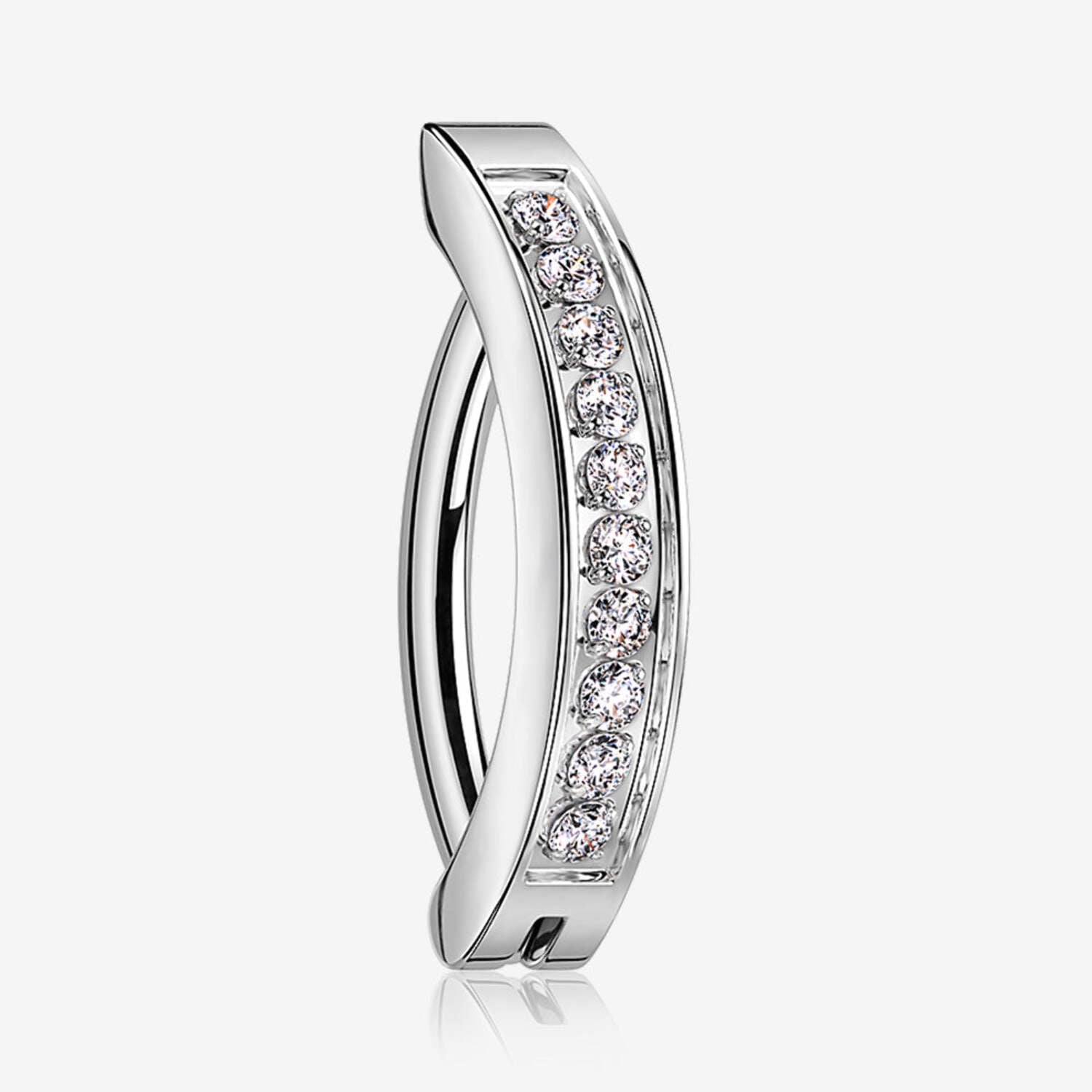 Implant Grade Titanium Sparkle Gem Lined Minimalist Curved Bar Belly ...