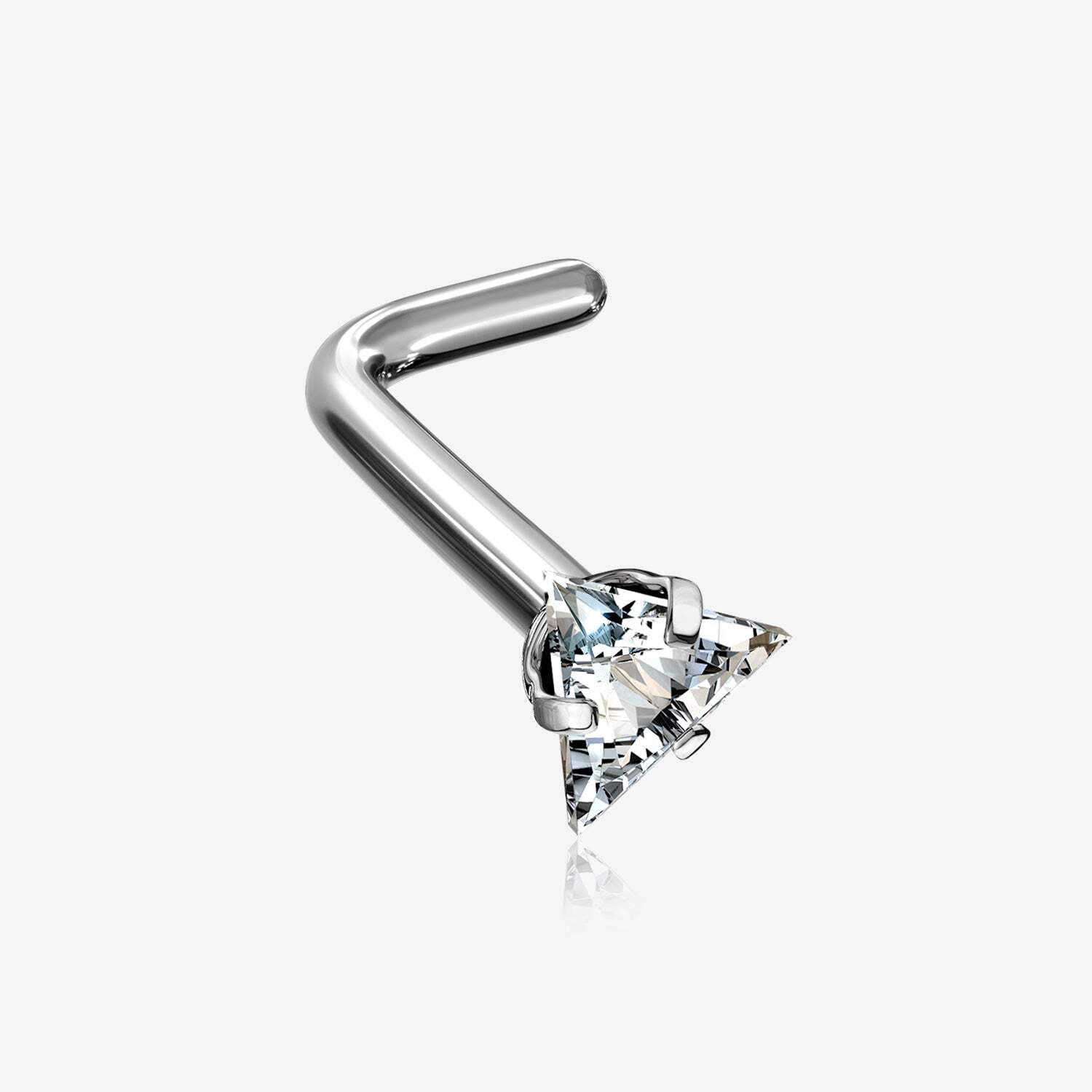 Implant Grade Titanium Triangle Prong Set Sparkle Gem Top L-Shaped Nose ...