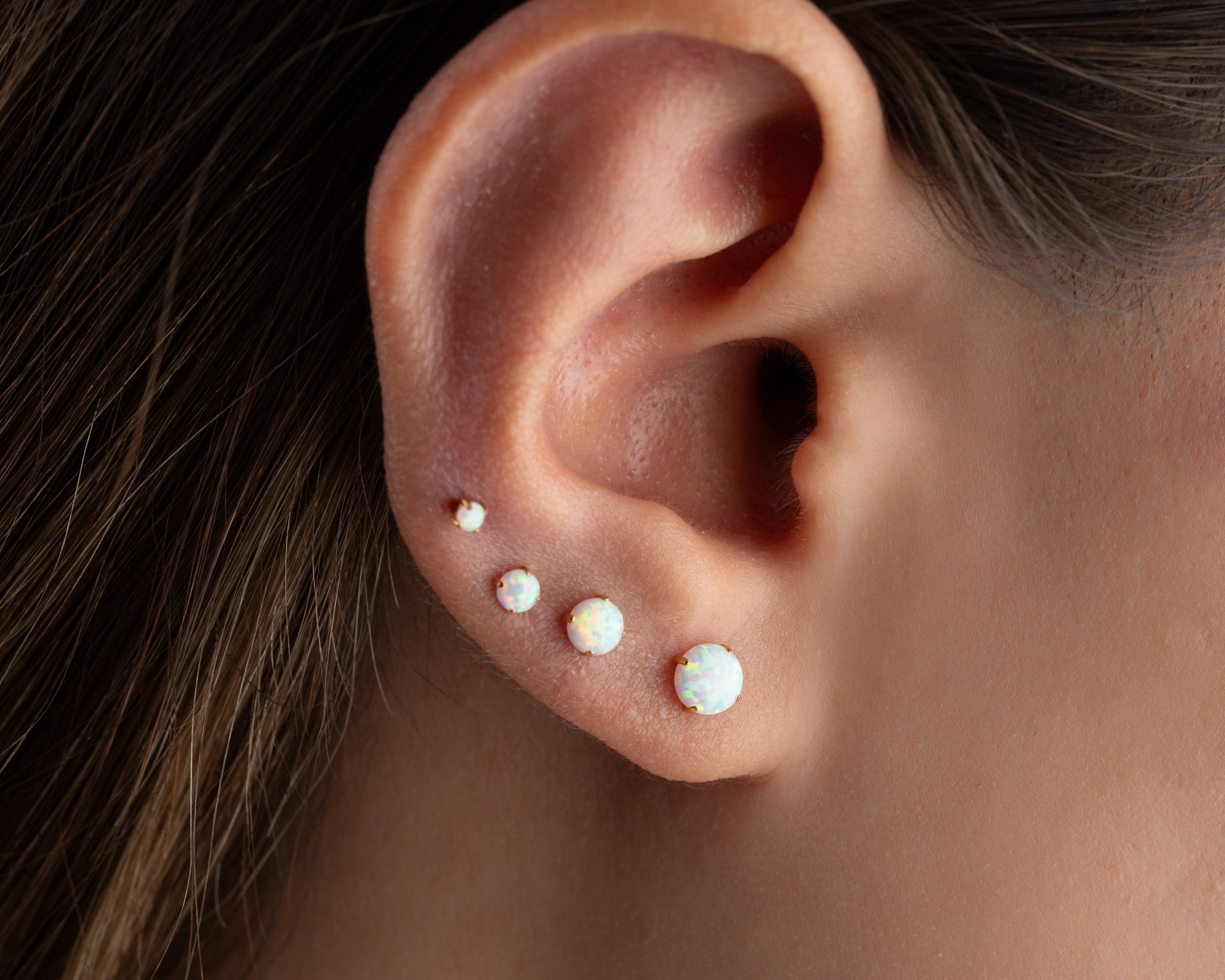 Implant grade G23 Titanium Opal Push in Stud, Gold Silver Threadless ...