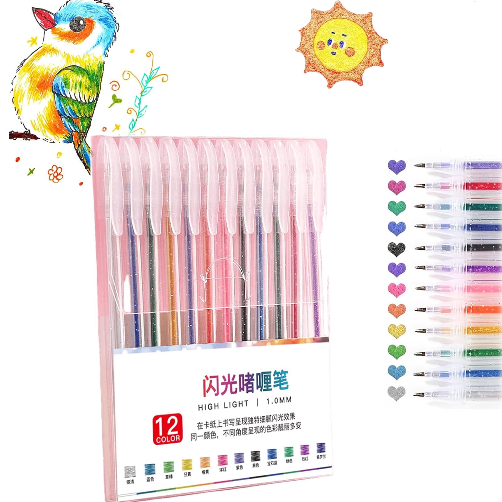 Implementarch Gettoreach Pens, Iridescent Glitter Gel Pen Set for Adult ...