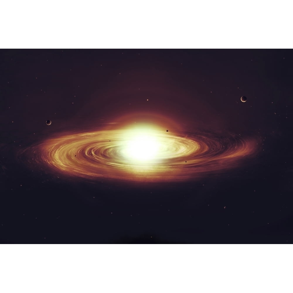 Implosion of a Sun with visible solar system and planets Poster Print ...