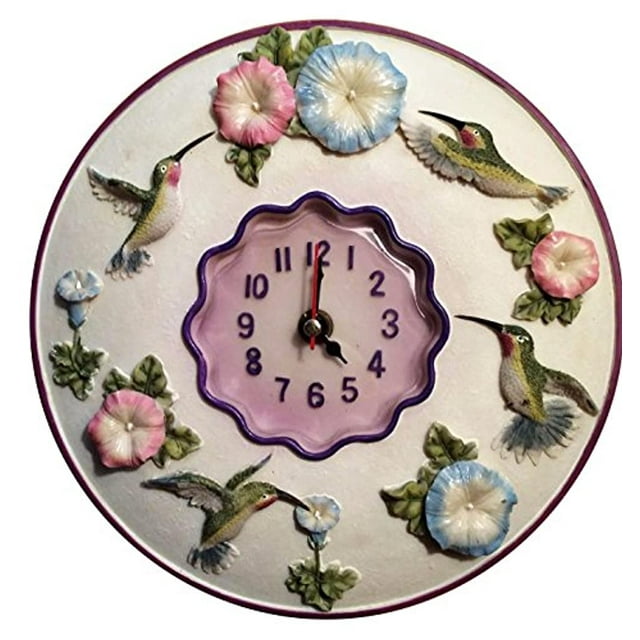Import Hummingbird Clock, 8” Round, 3D Polystone - Wall Clock - Home ...