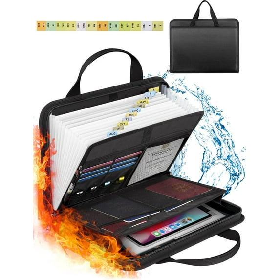 Important Document Organizer Folio Accordion File Fireproof Expanding ...