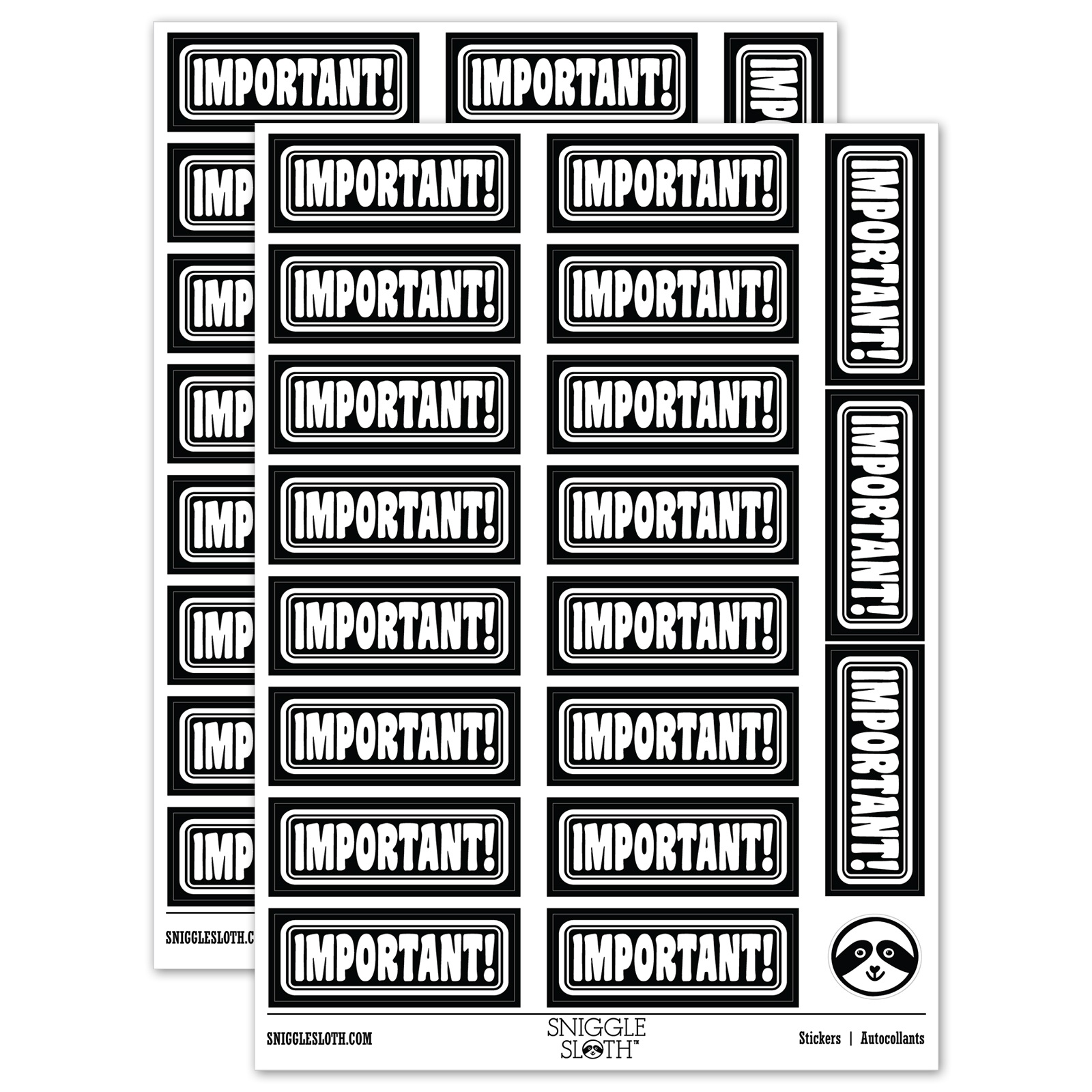 Important with Border Sticker Set - Black - Gloss Finish - 2.00" Large ...
