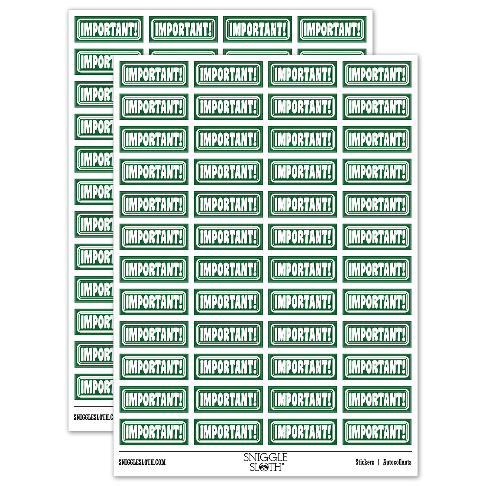 Important with Border Sticker Set - Dark Green - Gloss Finish - 1.25 ...