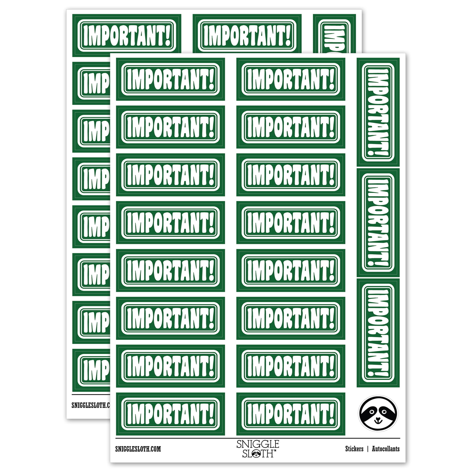 Important with Border Sticker Set - Dark Green - Matte Finish - 2.00 ...