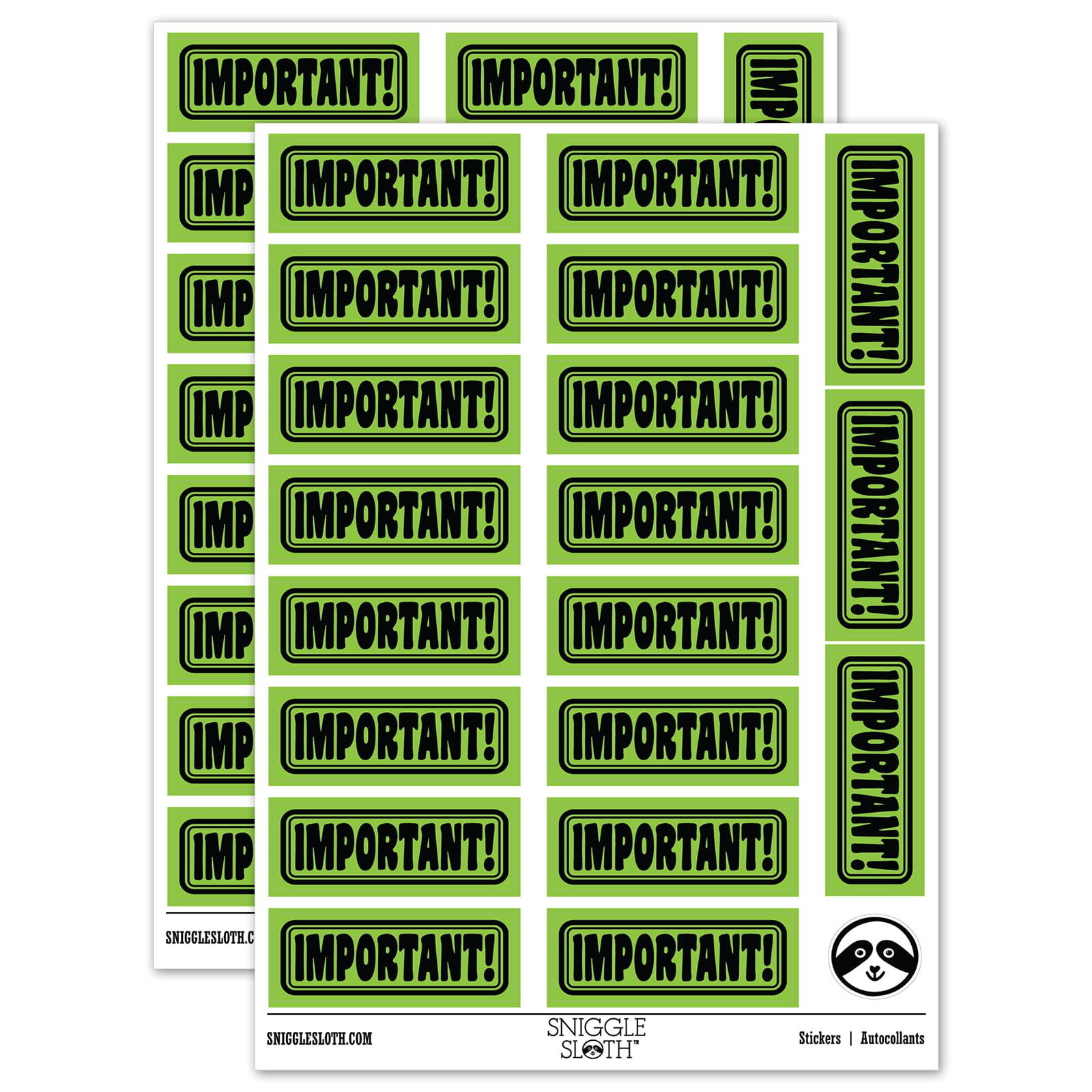 Important with Border Sticker Set - Light Green - Gloss Finish - 2.00 ...