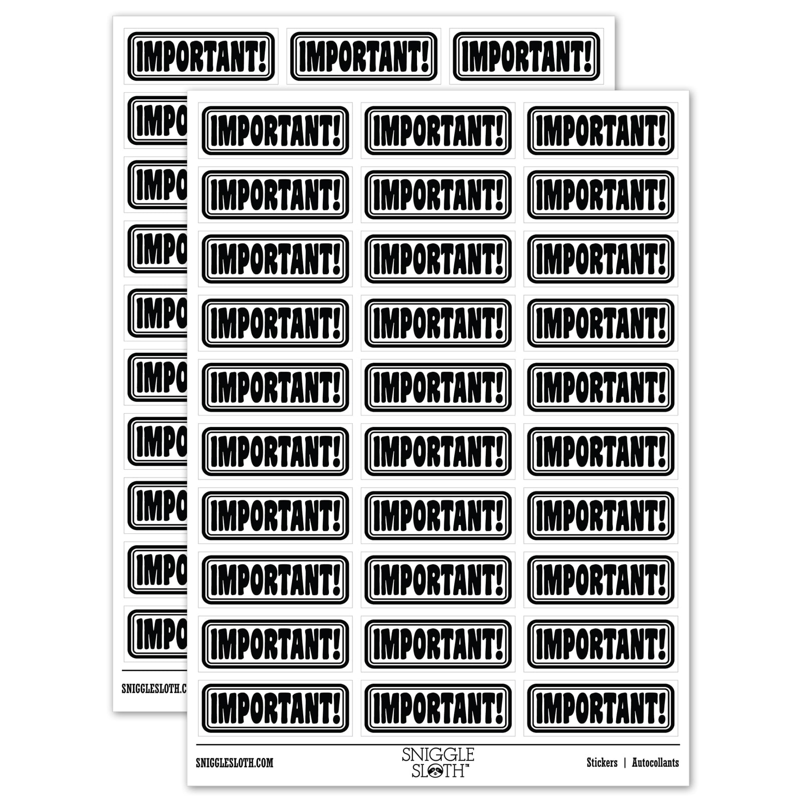 Important with Border Sticker Set - White - Matte Finish - 1.75" Medium ...