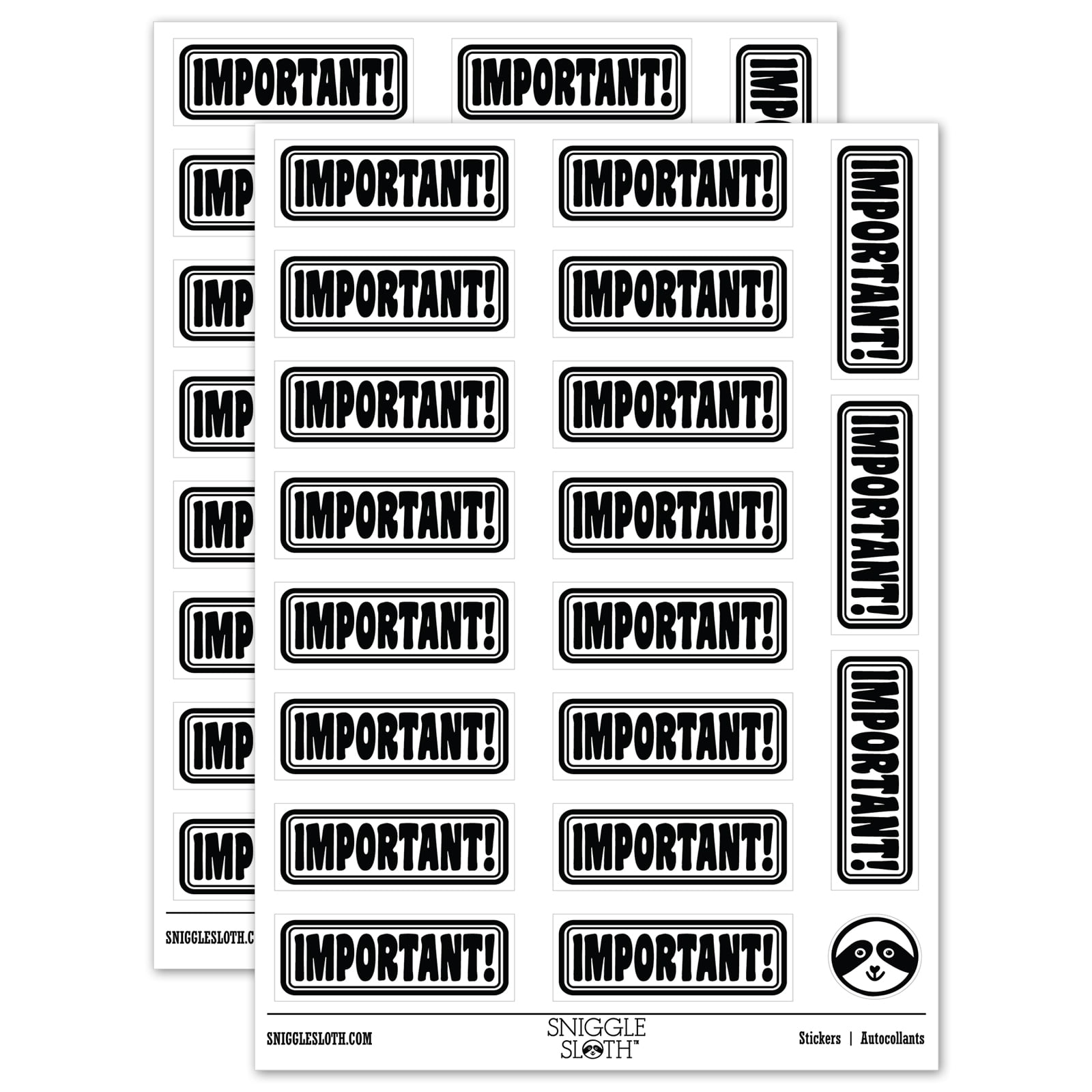 Important with Border Sticker Set - White - Matte Finish - 2.00" Large ...