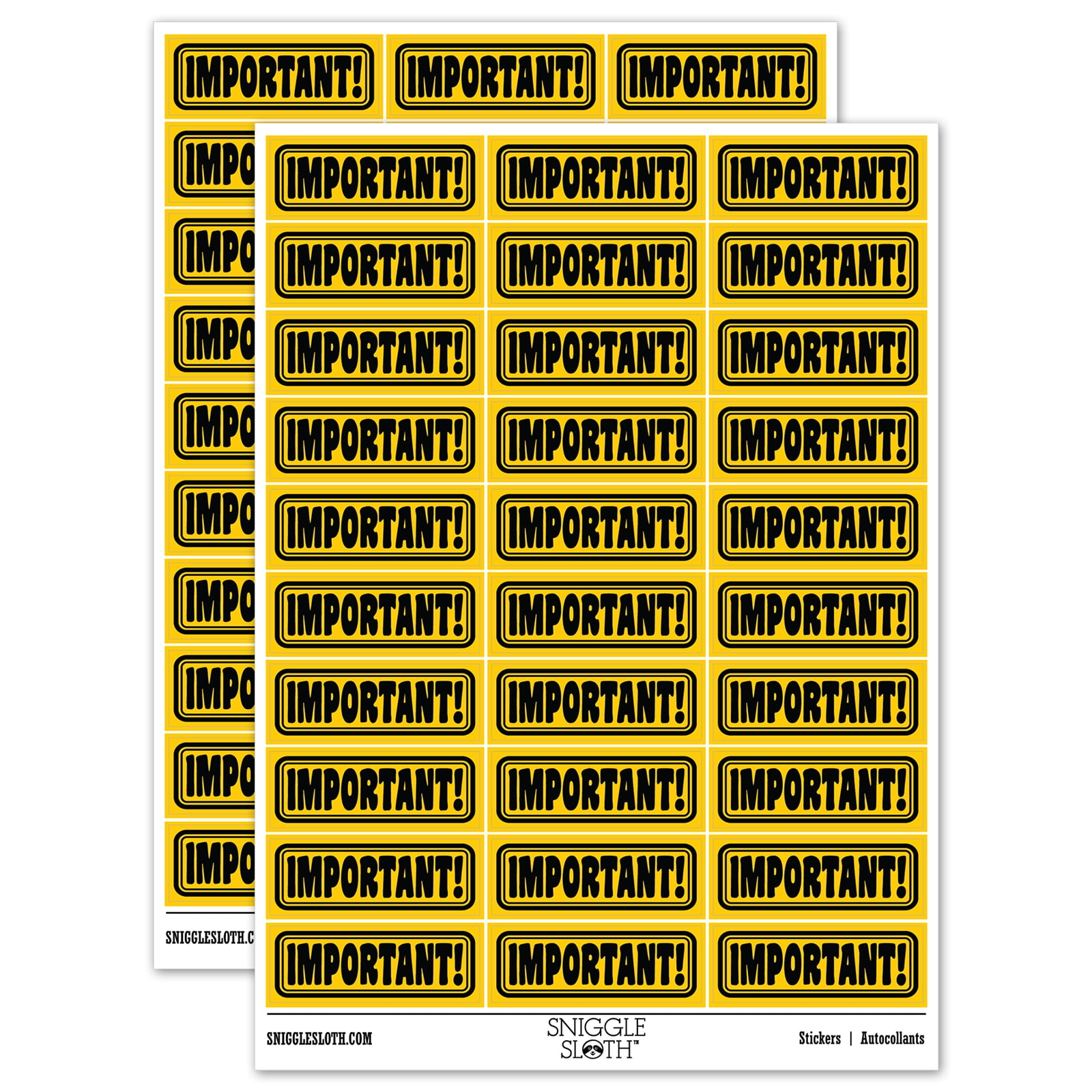 Important with Border Sticker Set - Yellow - Gloss Finish - 1.75 ...