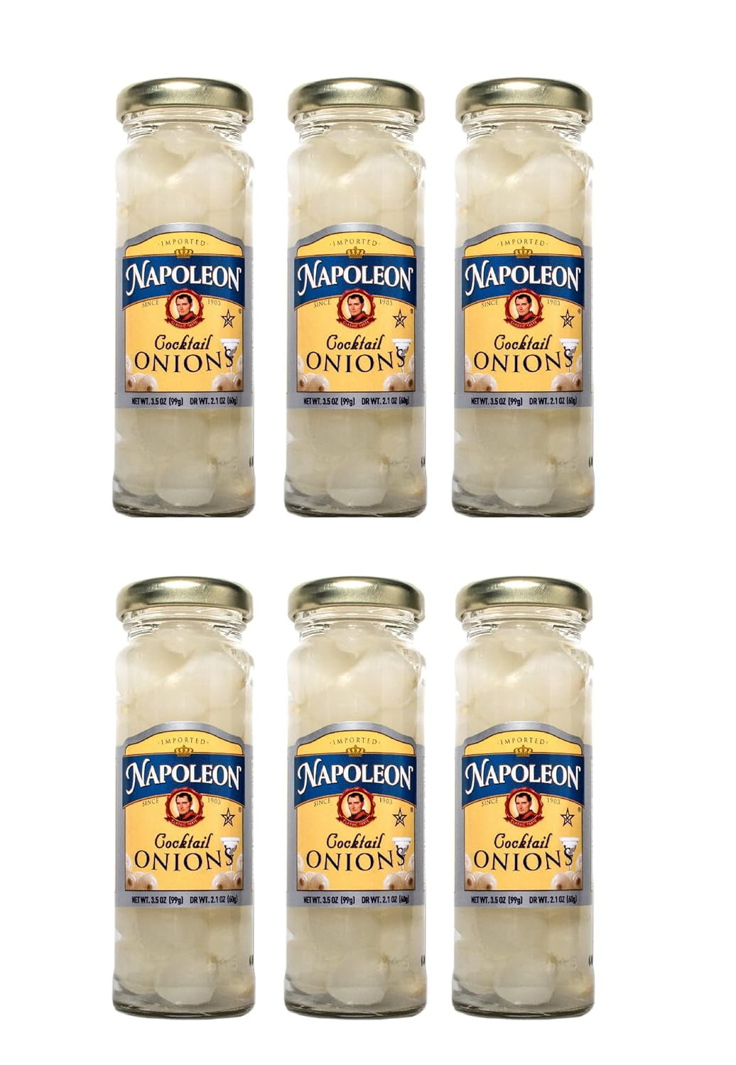 Imported Cocktail Onions 6 Small Glass Jars NT. WT. 3.2 oz. DR. NT.WT ...