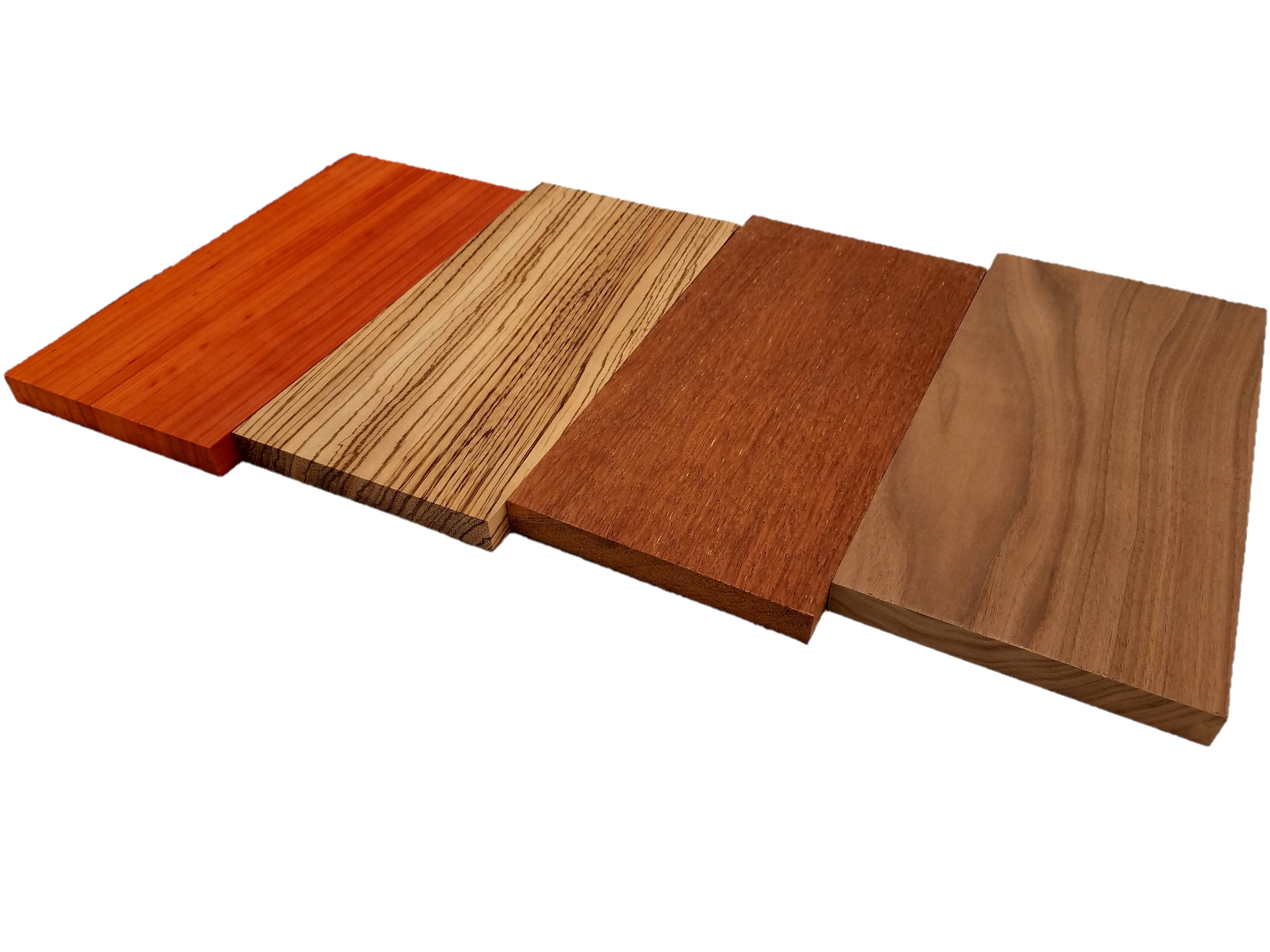 Imported Exotic Hardwood Variety Pack - Padauk, Zebrawood, Merbau, and ...