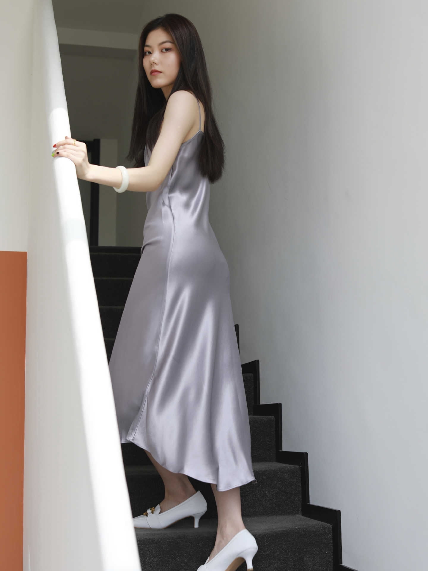 Imported Triacetate satin dress ultra- multicolor 45 degree bias-cut ...
