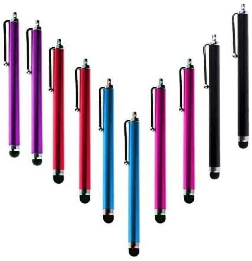 Importer520 10 Pcs Stylus Set Aqua Blue/Black/Red/Pink/Purple Stylus ...