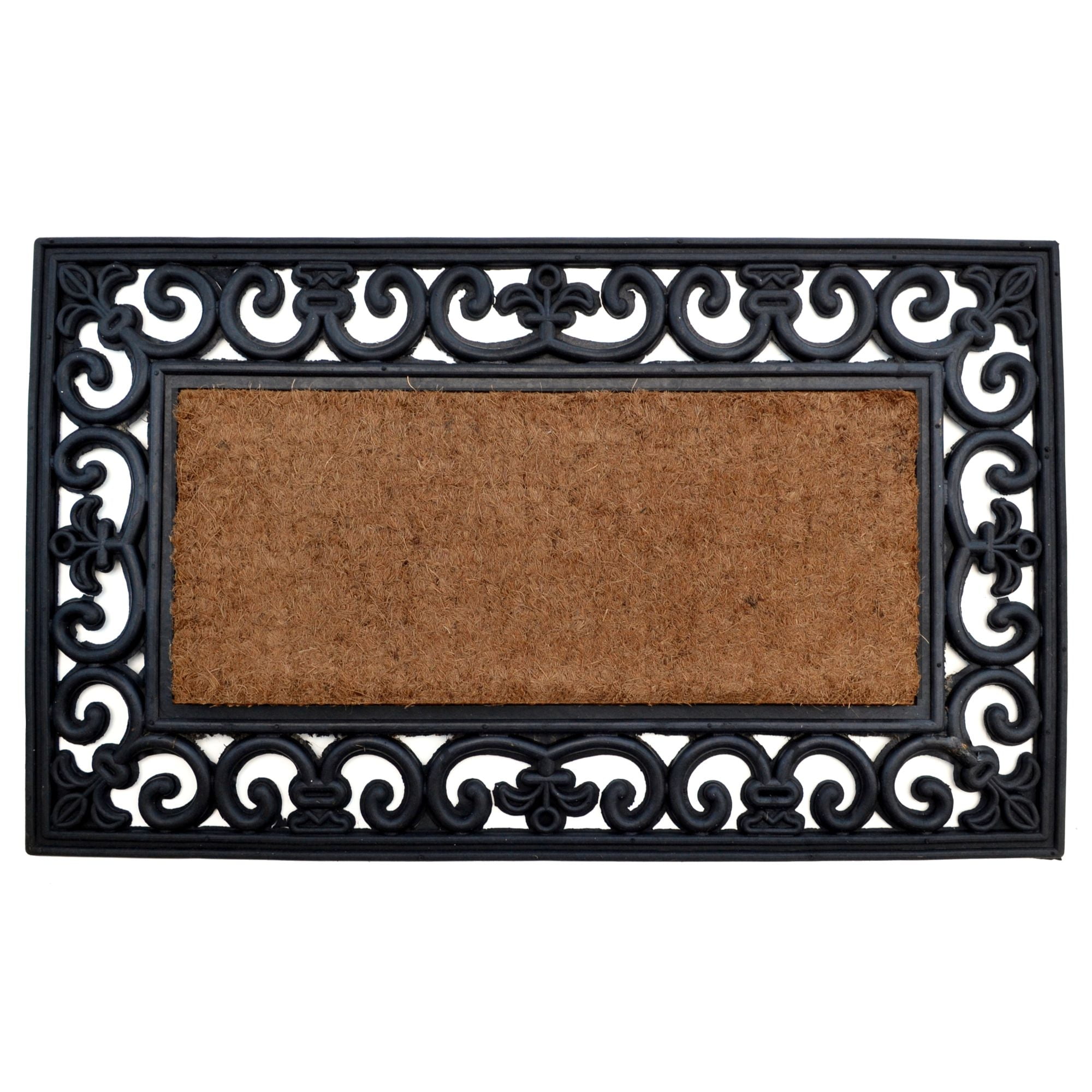 Imports Decor Inc Brown and Black Rectangular Skid Free Coir Doormat ...
