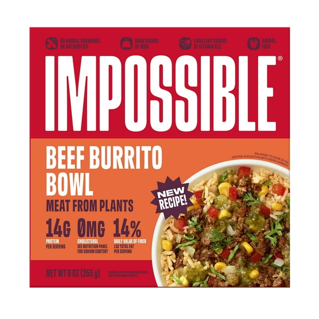 Impossible Bowls, Burritto Bowl with Impossible Beef, 9oz (Frozen Meal ...