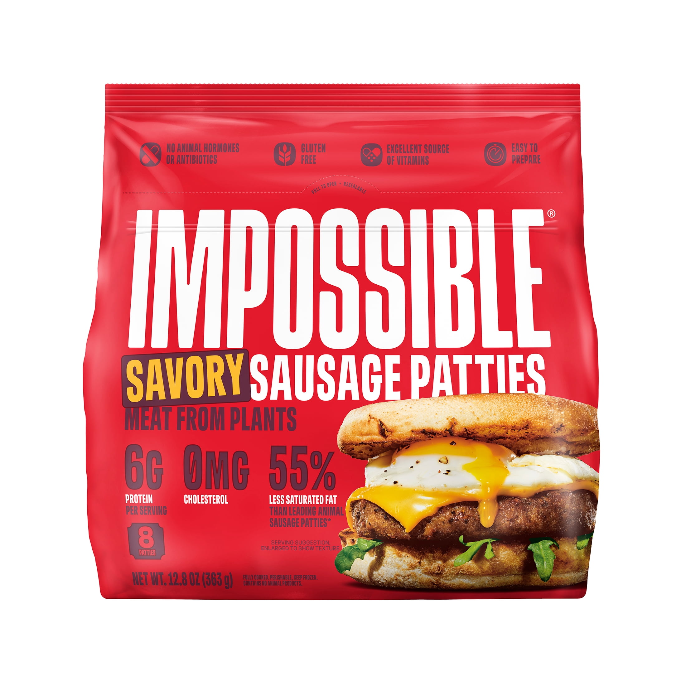 Impossible Foods Fully Cooked Savory Sausage Patties 8 Count 12.8 oz ...
