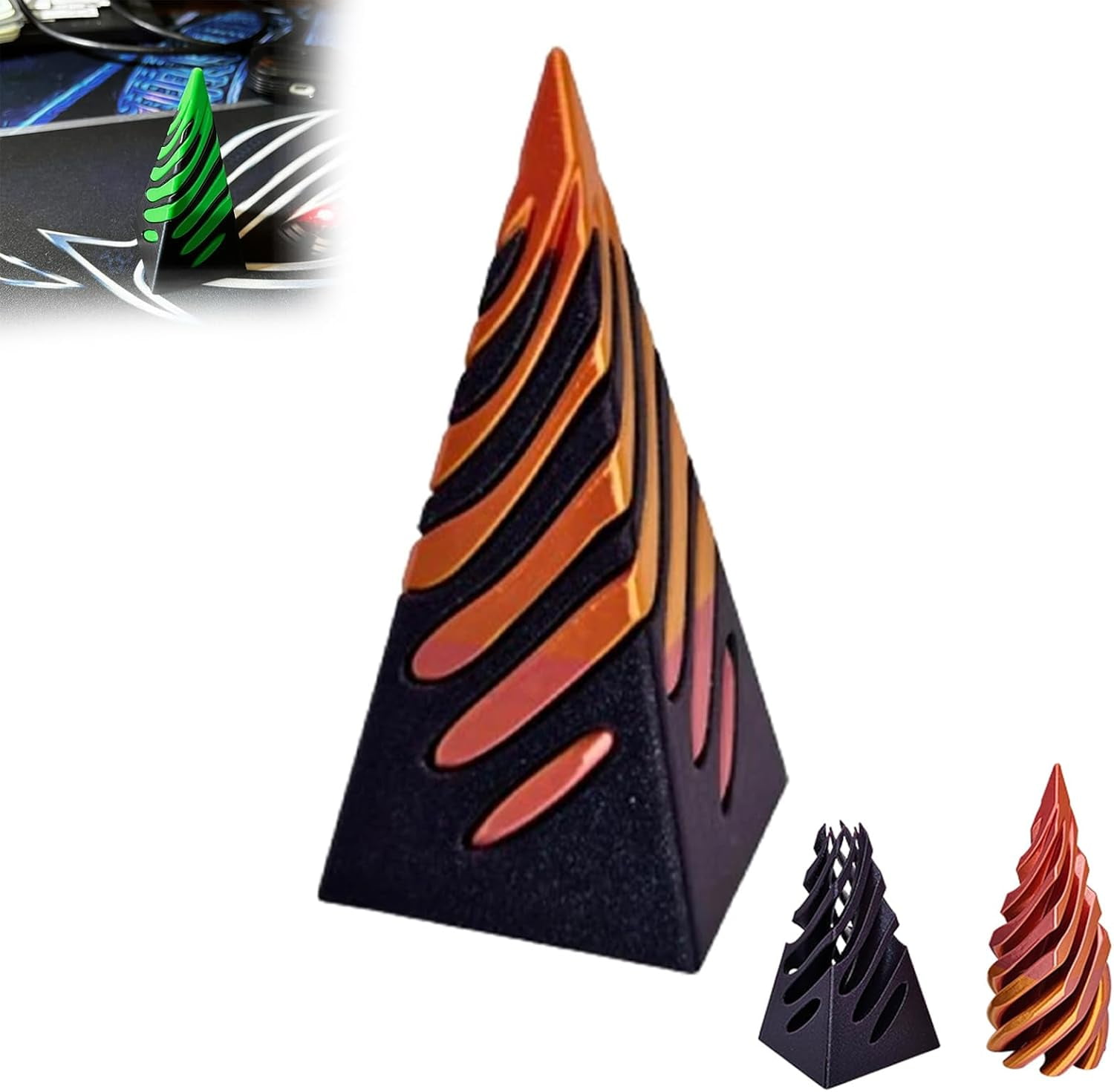 Impossible Pyramid Passthrough Sculpture,3D Print Pyramid Illusion Spiral Cone Toy,Mini ...