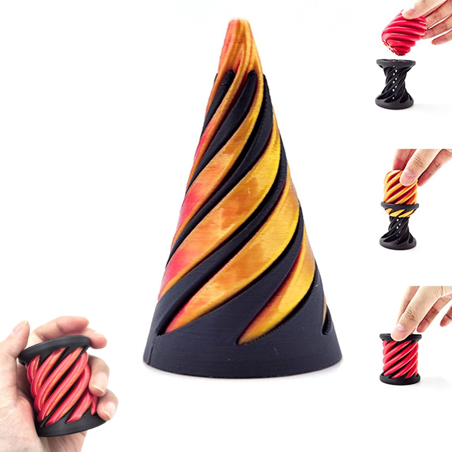 Impossible Pyramid Passthrough Sculpture, 3D Printed Spiral Cone Toy ...