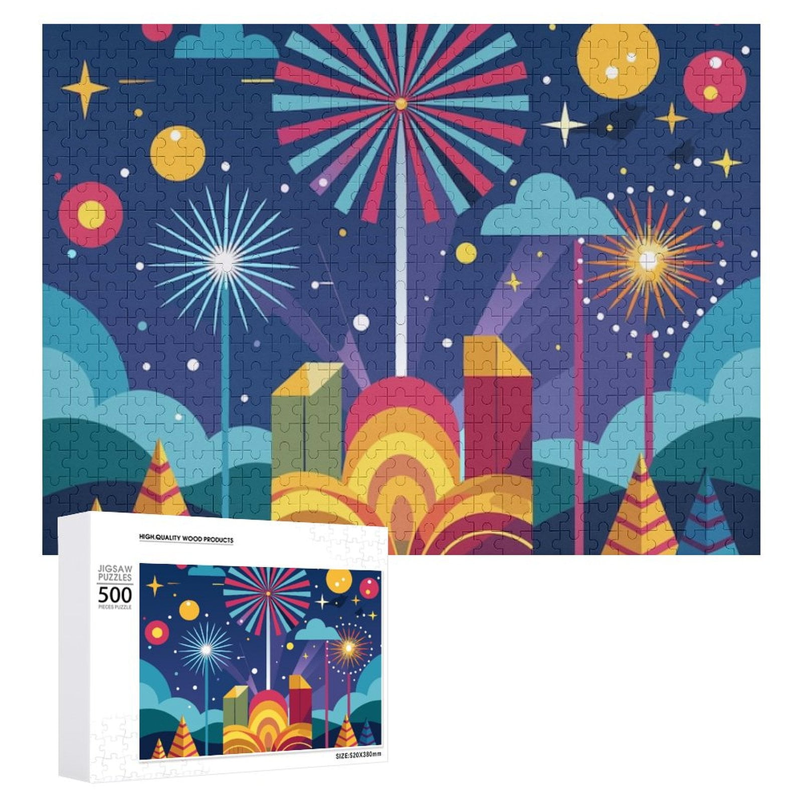 Impossible puzzle for adults，Abstract-fireworks-display-with-stylized ...