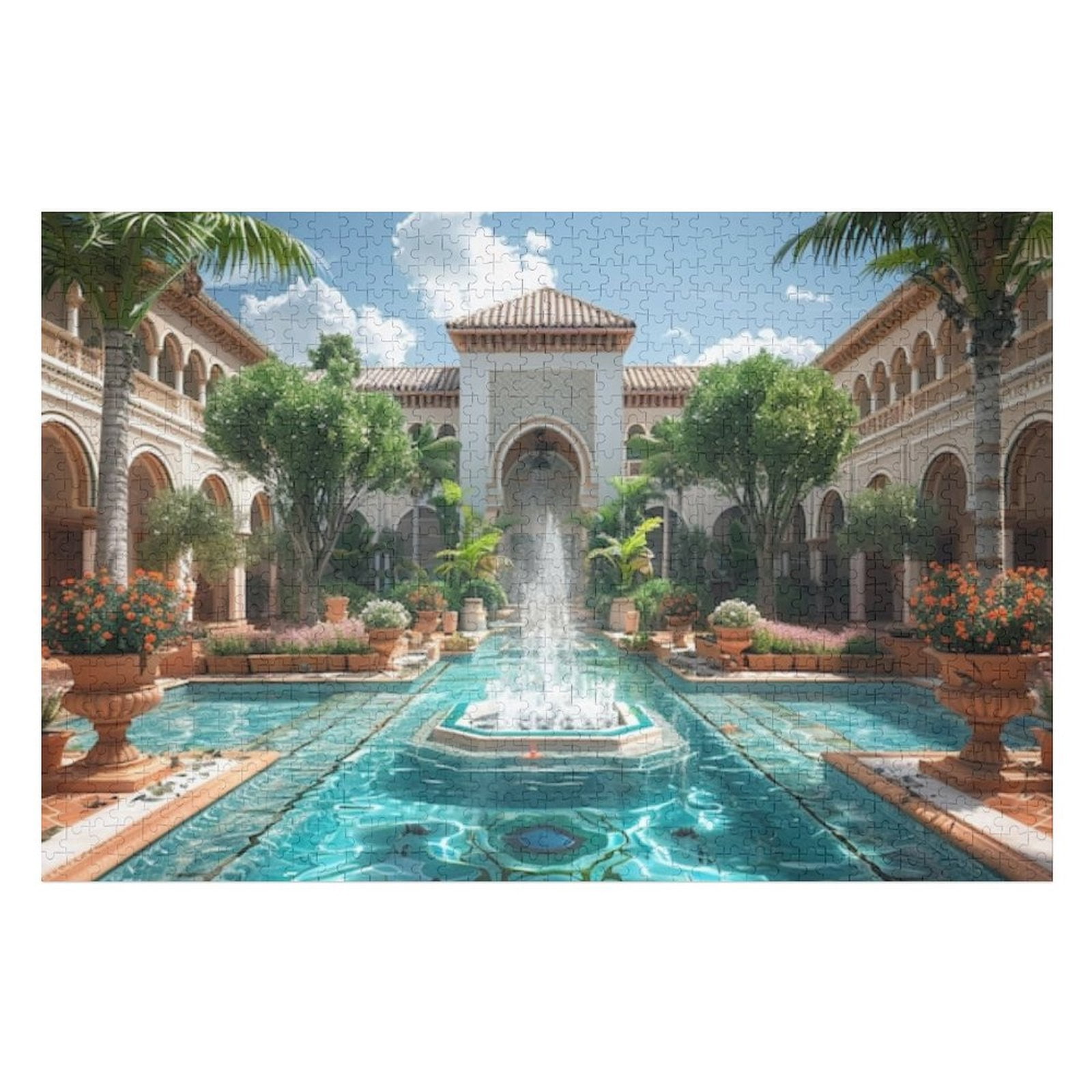Impossible puzzles for adults，Elegant Mughal Garden with Fountains Lush ...