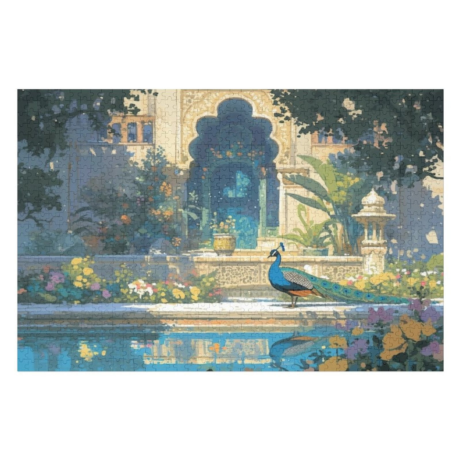 Impossible puzzles for adults，Exotic Garden with A Peacock Ornate ...