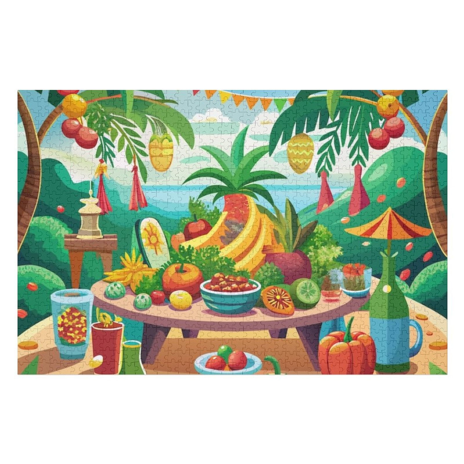 Impossible puzzles for adults，Lively Tropical Beach Picnic with Exotic ...
